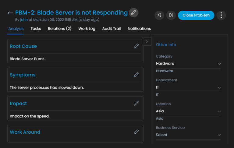Problem Life Cycle Management | Motadata