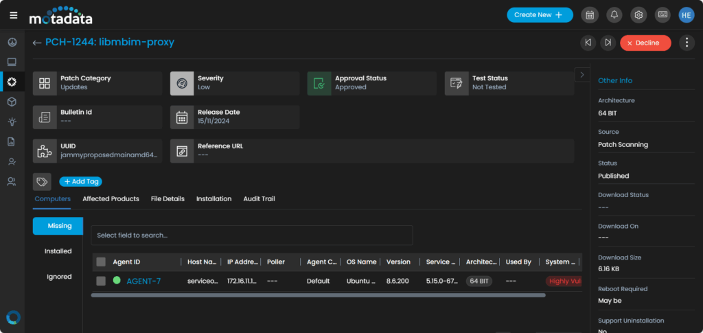 Linux Patch Management - Motadata