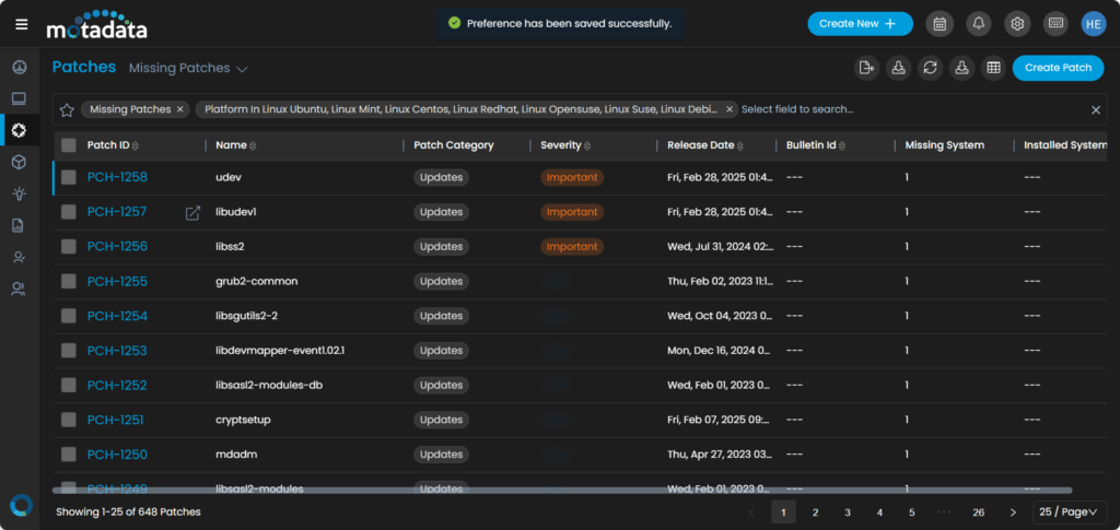 Linux Patch Management - Motadata
